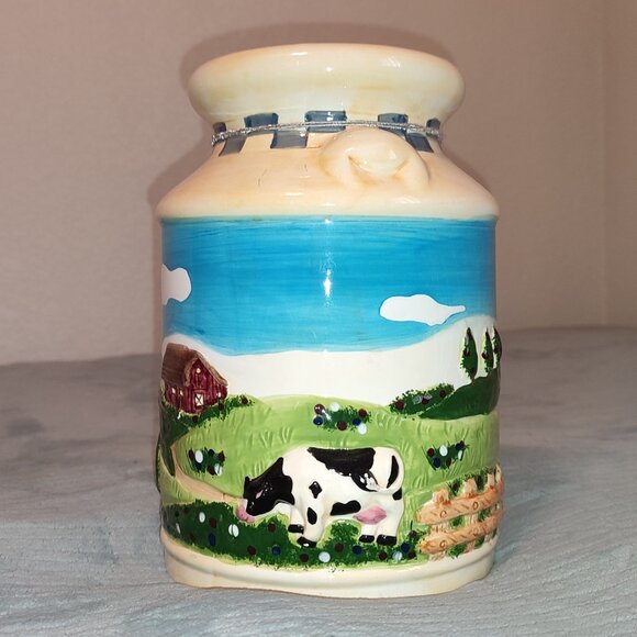 Baum Bros | Kitchen | Large Farm Landscape Milk Jug Jar Country Fair ...